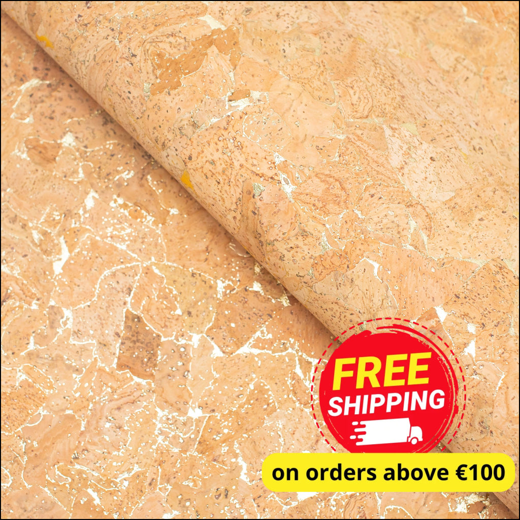 Natural Cork Fabric with Gold Veins COF-202 – MB Cork