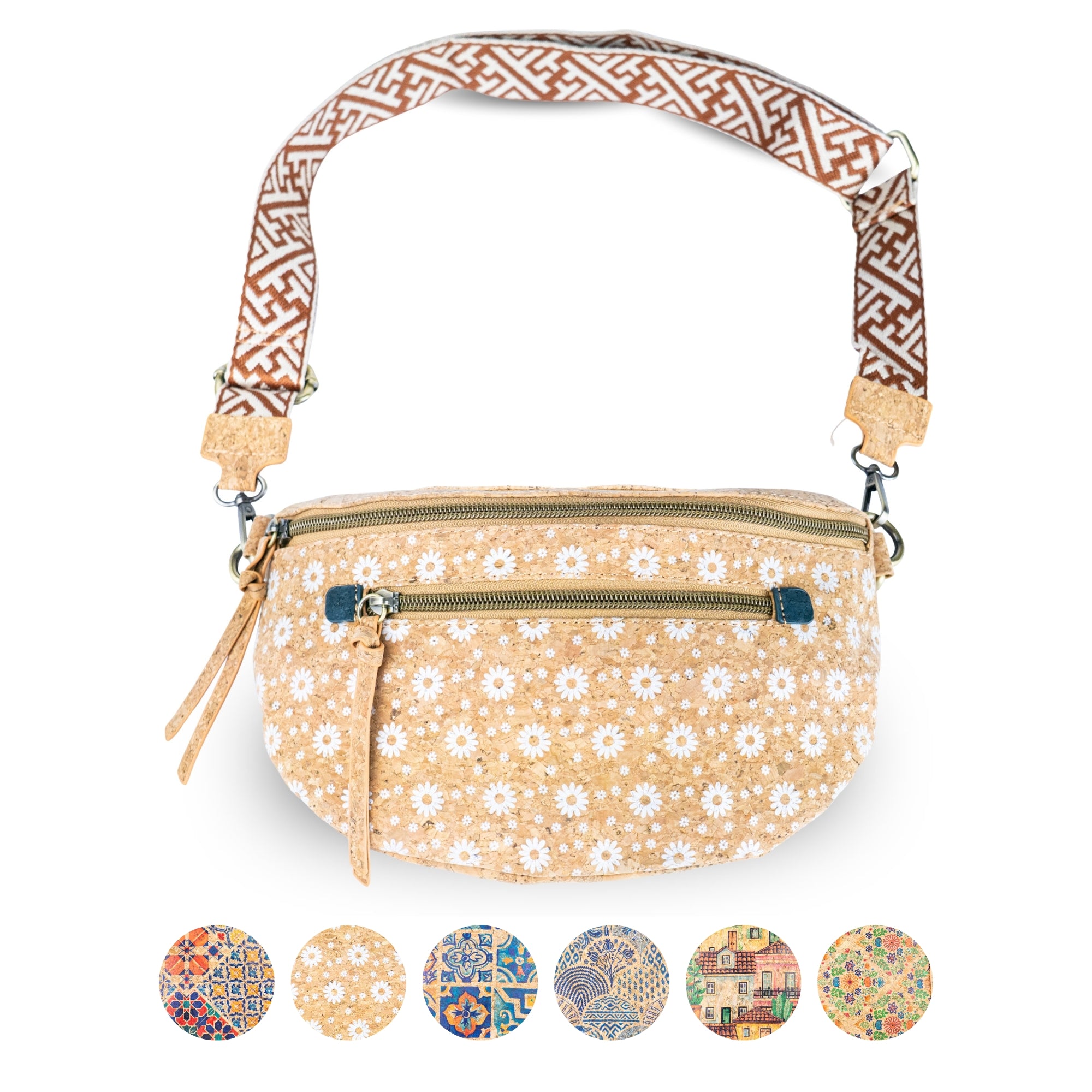 Cork Fanny Pack Shoulder Bag – Mosaic & Floral Patterns BAGD-615 – MB Cork