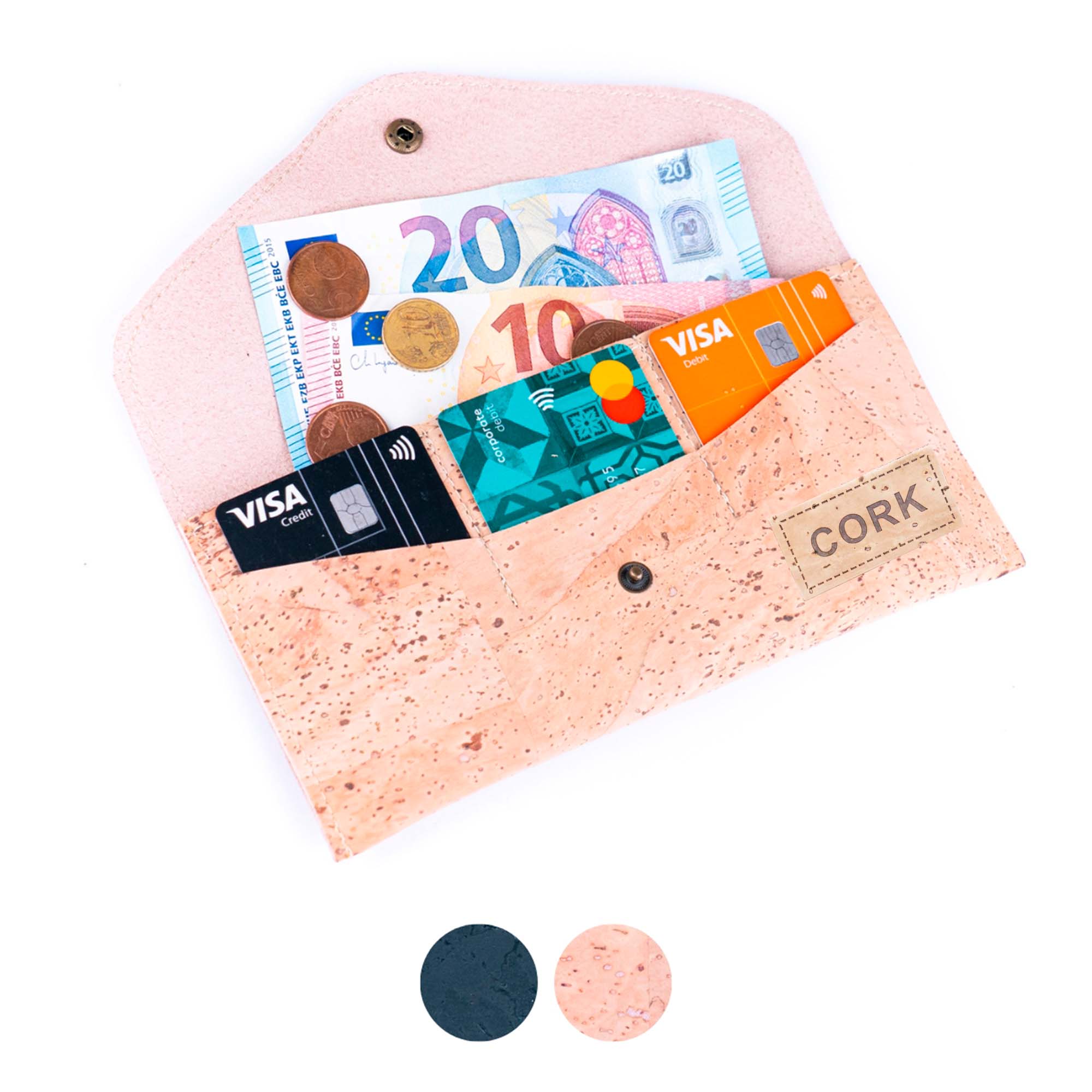 Long Cork Wallet with Button Closure BAGP-303（5units） – MB Cork