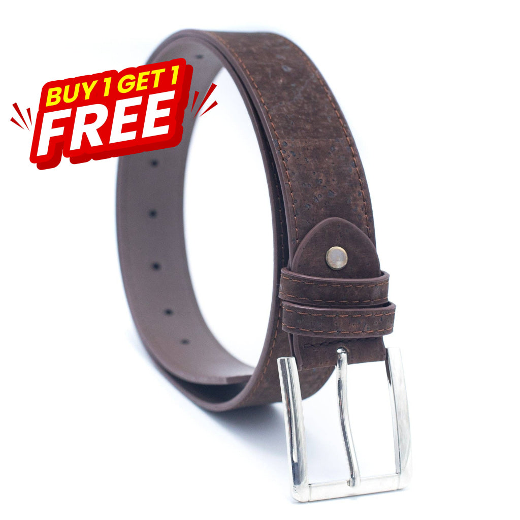 BUY 1 GET 1 FREE: Brown Cork men belt vegan belt mens natural leather ...