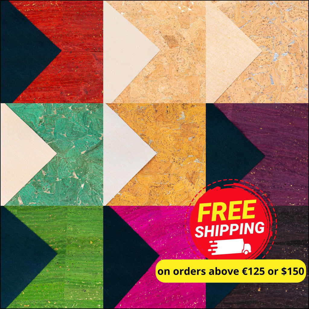 Color Cork Fabric with Gold & Silver Accents Sample – One Piece, 14 × ...