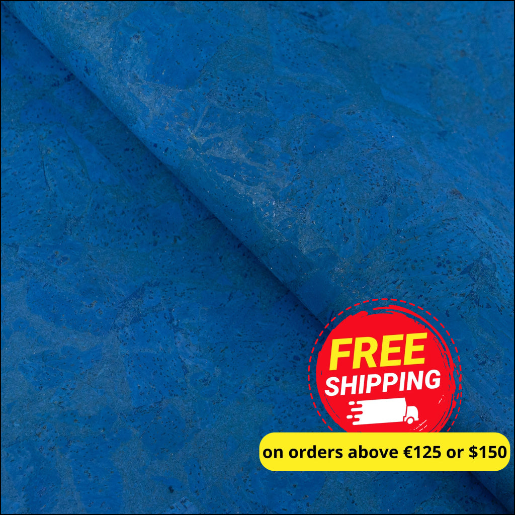 Deep Navy Blue Block Cork Fabric with Black Microfiber Backing, 0.75mm ...