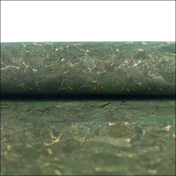 Green and Gold Verdant Terrain Cork Fabric COF-494 – MB Cork