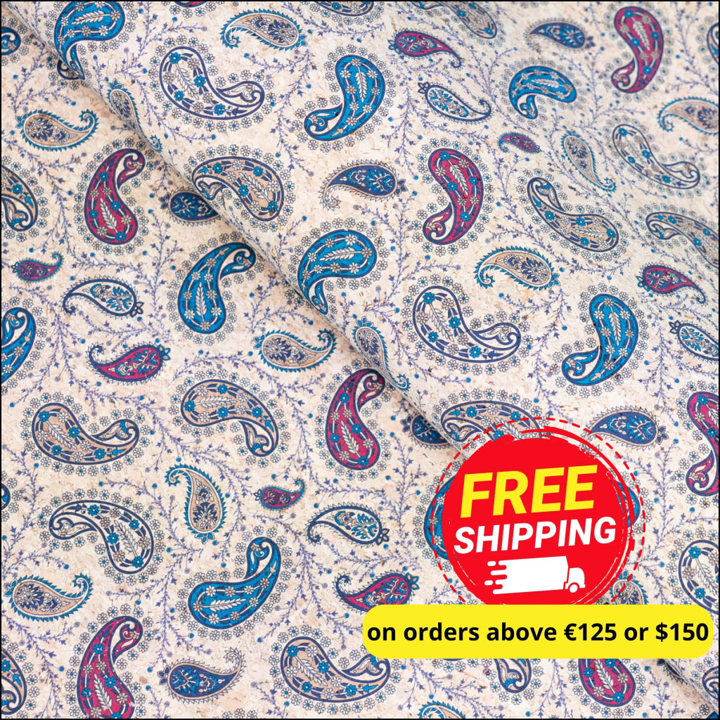 Ornate paisley pattern cork fabric COF-499 – MB Cork