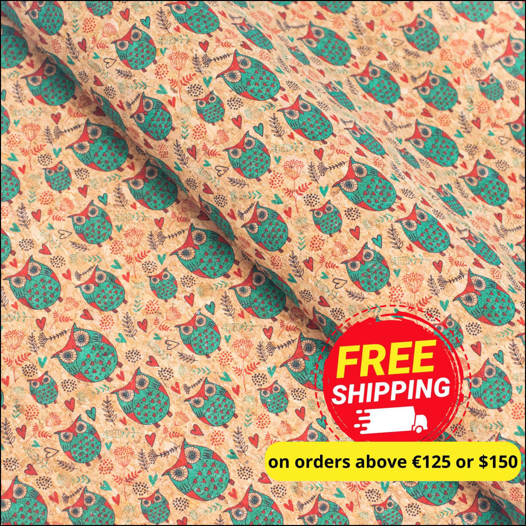 Owl pattern Cork Fabric COF-258-A – MB Cork