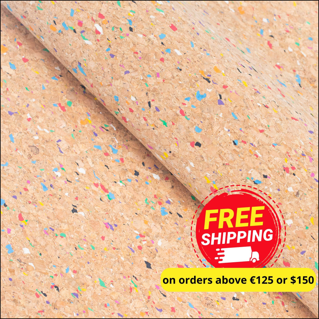 Rainbow Multi Color Natural Cork fabric COF-338-A – MB Cork