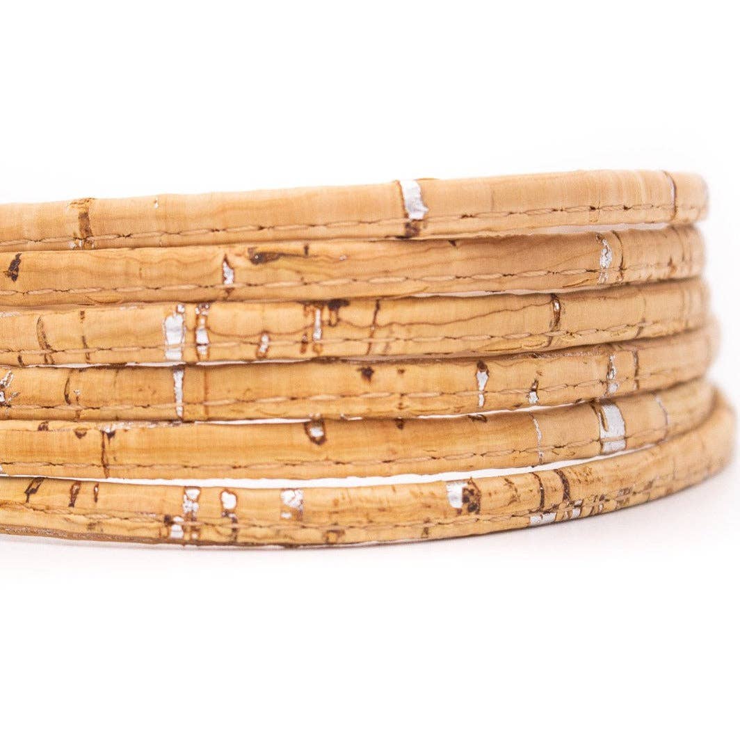 5mm flat Natural with silver cork cord COR-197(10 meters) – MB Cork