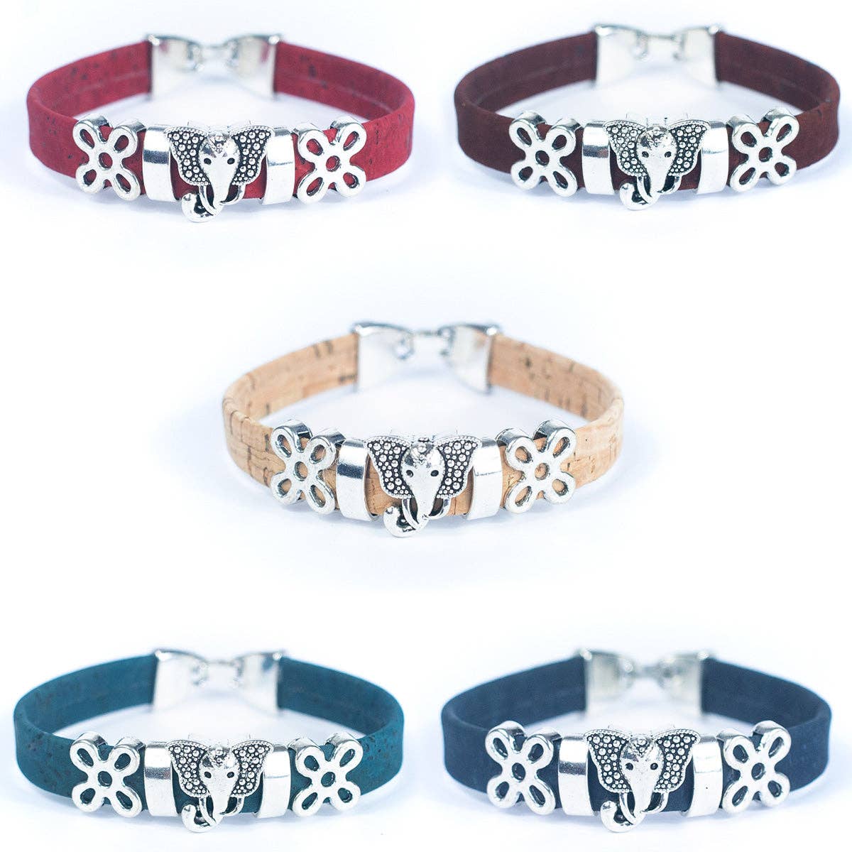 10mm flat colorful cork wire handmade baracelet DBR-034-MIX-5 – MB Cork